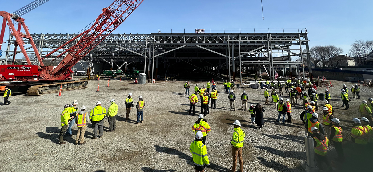 STV Celebrates Topping Off for the MBTA’s New Bus Maintenance Facility
